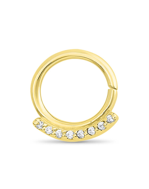 14K Yellow Gold Septum Nose Ring 8 Stone 16G – Diamond Nose Rings